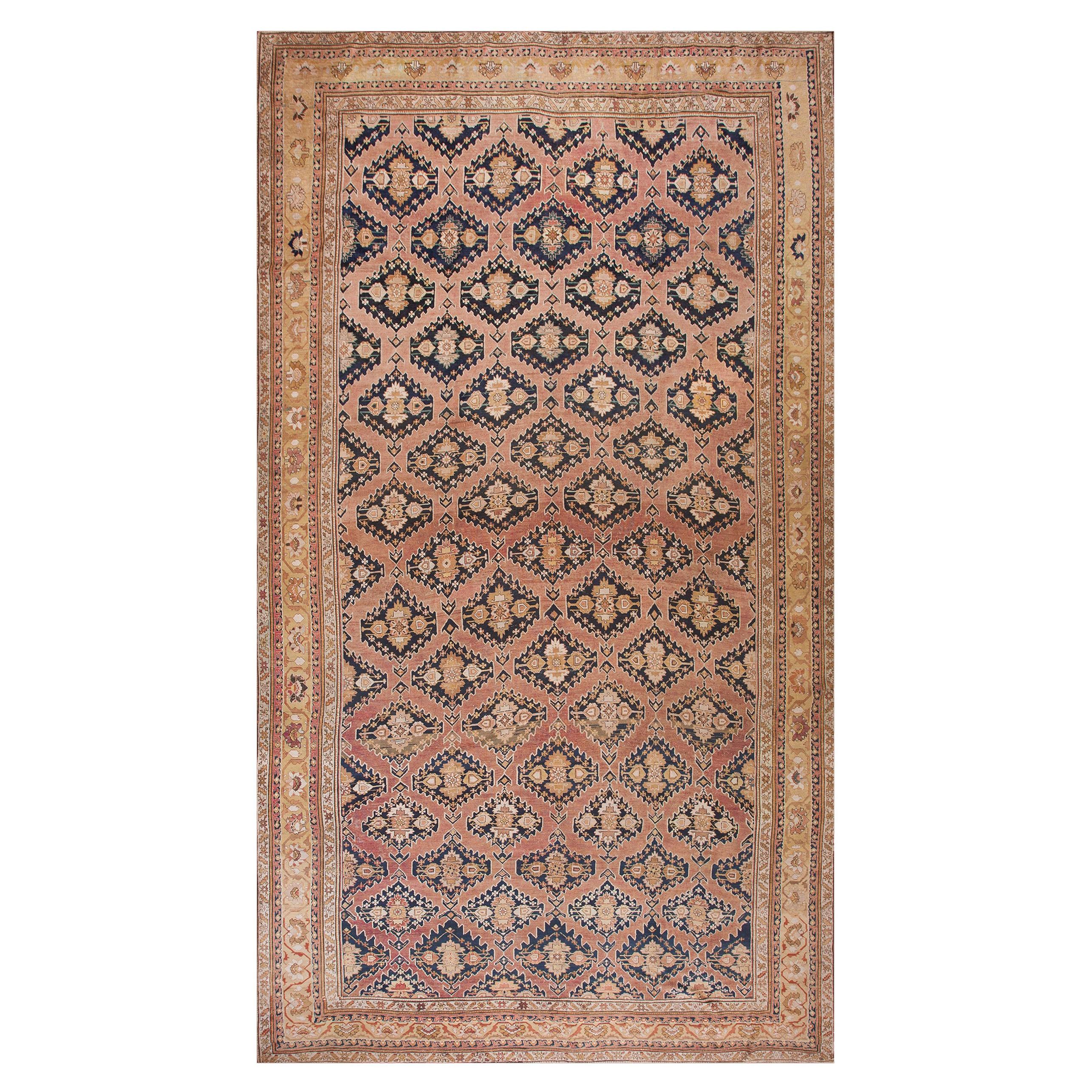 Rare Ivory Background Antique Caucasian Seychour Runner Rug at 1stDibs