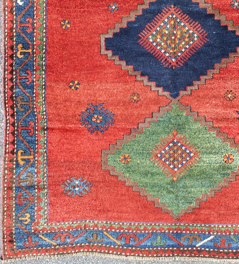 Antique Caucasian Kazak Rug with Tribal Geometric Tri-Medallions For ...