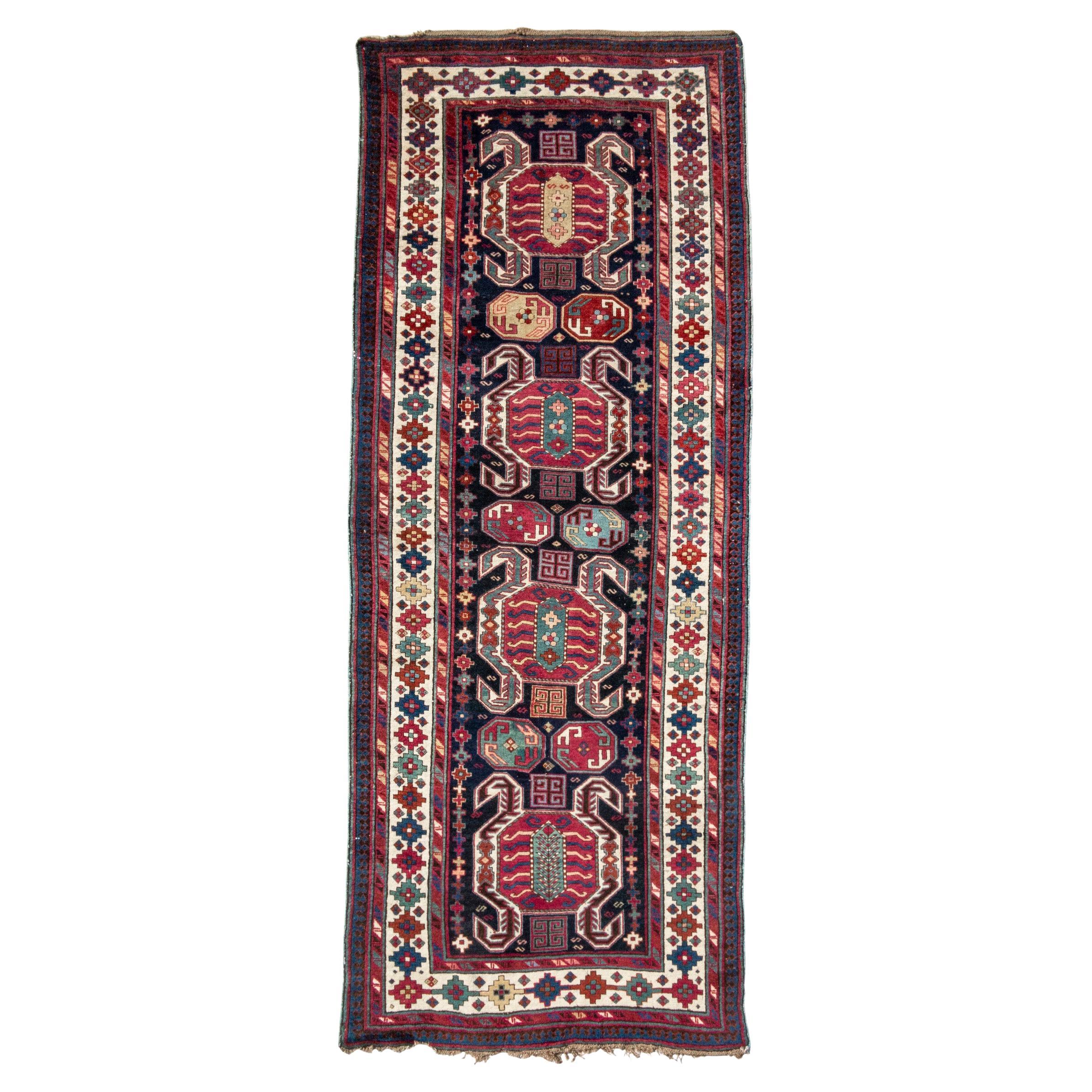Antique Caucasian Lenkoran Long Rug, Late 19th Century For Sale at 1stDibs