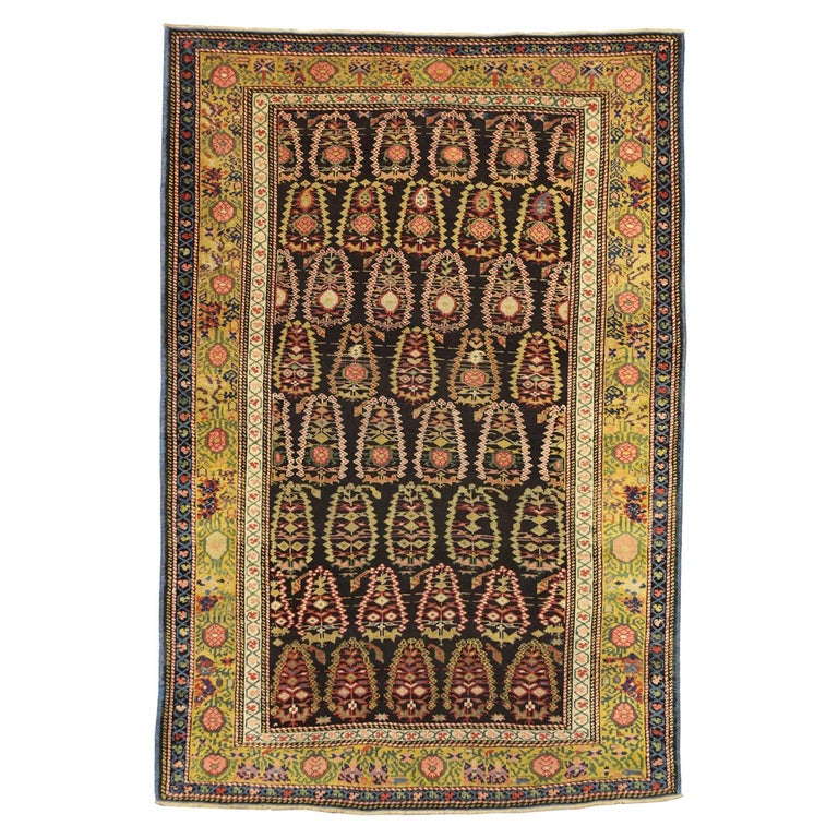 Antique Caucasian Olive Green Border Wool Seychour 'Zeikhur' Rug, 1880 ...