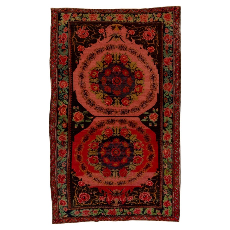 Antique Caucasian Red Karabagh Rug, Floral Palette For Sale at 1stDibs