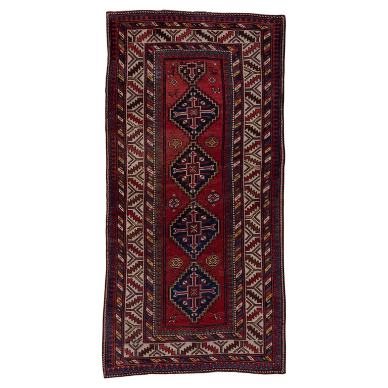 Antique Caucasian Rug, Saturated Colors For Sale at 1stDibs