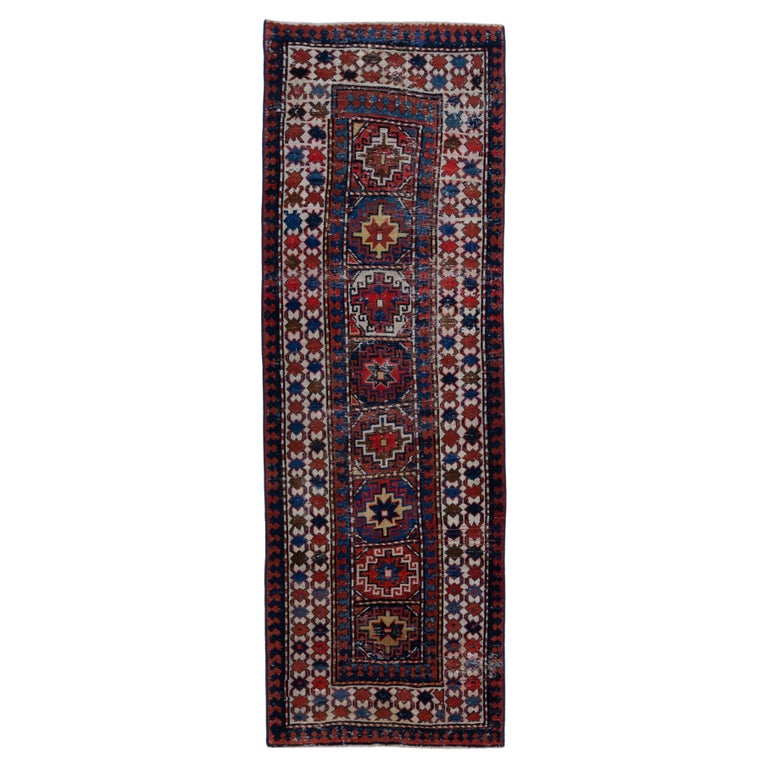Antique Caucasian Runner Rug For Sale at 1stDibs