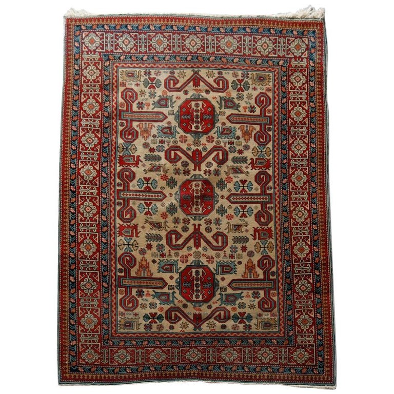 Caucasian Shirvan Kuba Perepedil Persian Rug, Stylized Rams Horns ...