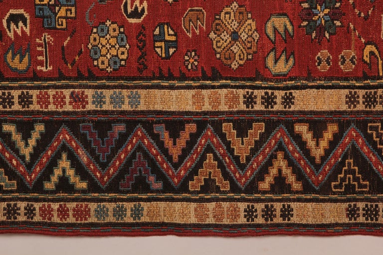 Antique Rug, Caucasian Sumakh Kilim Rug, Flat-Weave Carpet Oriental Rug ...
