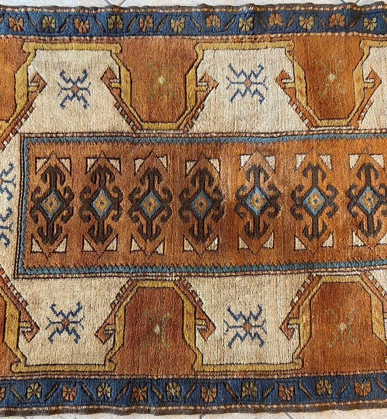 Antique Caucasian Tribal Kazak Hallway Runner with Art Deco Tribal ...
