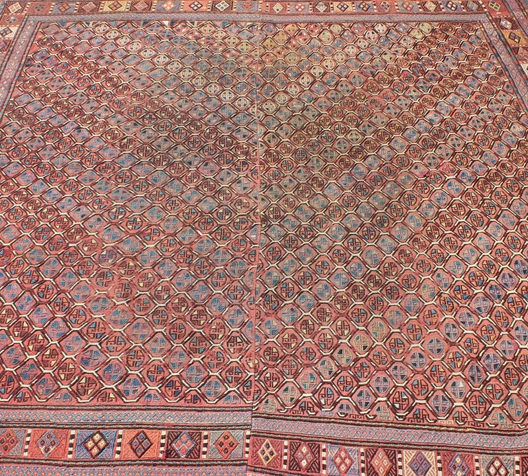 Antique Caucasian Verneh / Zilleh Rug with Geometric Design in Multi ...