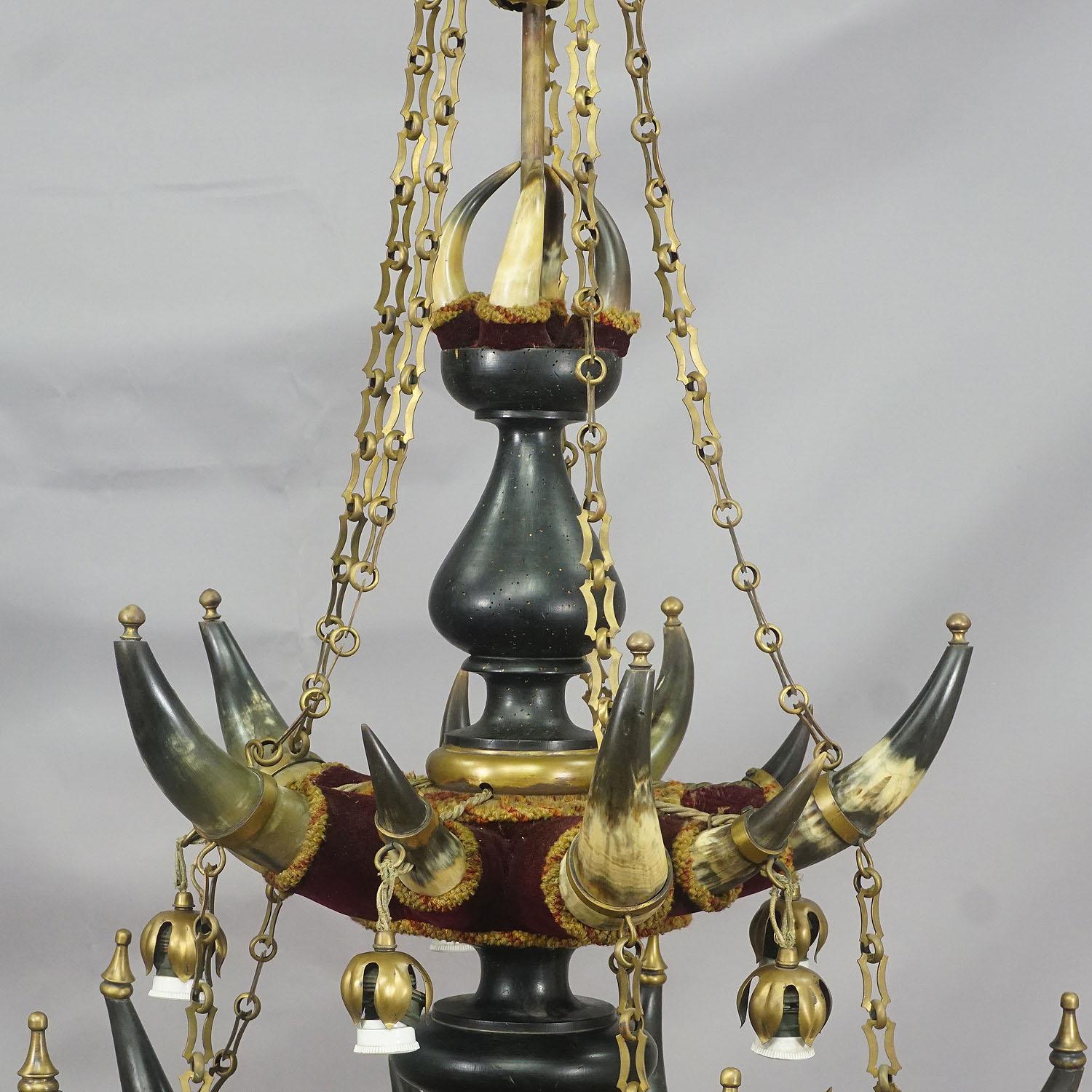 Antique Ceiling Lamp with Cattle Horns, Austria, circa 1880 For Sale at ...
