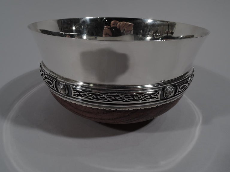 Antique Celtic Revival Sterling Silver and Wood Mazer Bowl and Spoon ...