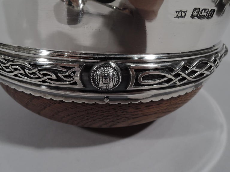 Antique Celtic Revival Sterling Silver and Wood Mazer Bowl and Spoon ...