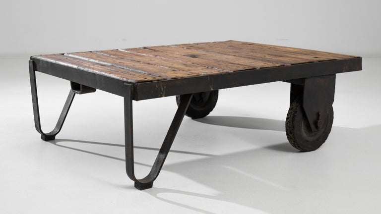 Antique Central European Industrial Cart Coffee Table For Sale at 1stDibs