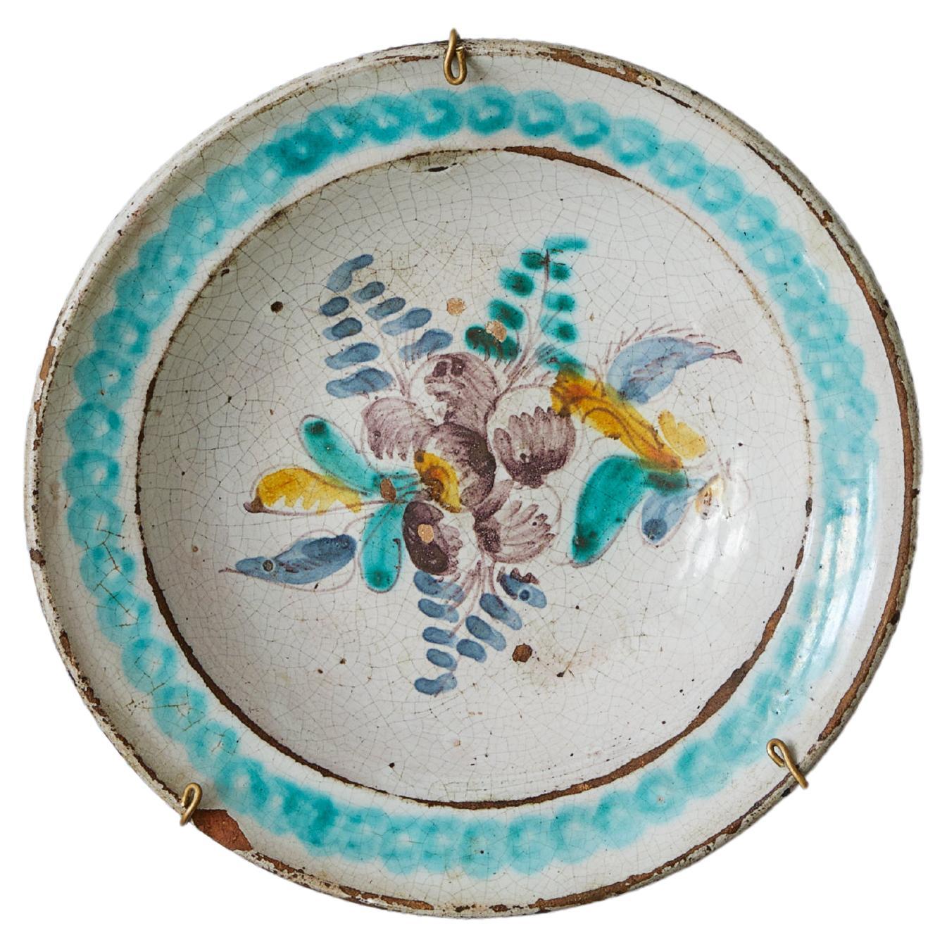Antique Ceramic Hanging Platter with Decorations, Italy, 18th Century ...