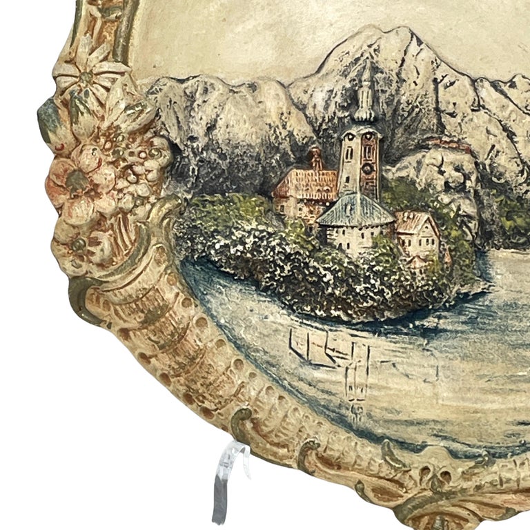 Antique Ceramic Majolica Josef Strnact Wall Plate with Landscape ...