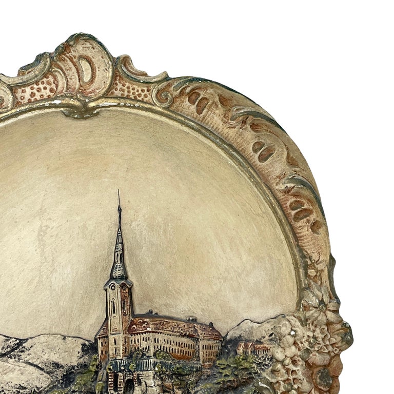 Antique Ceramic Majolica Josef Strnact Wall Plate with Landscape ...