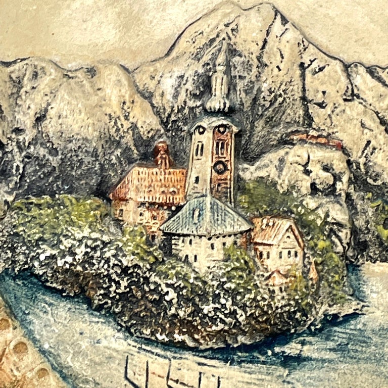 Antique Ceramic Majolica Josef Strnact Wall Plate with Landscape ...