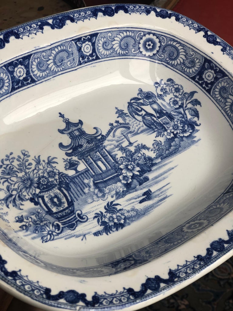 Antique Ceramic Oval Plate Signed Depose with Restorations For Sale at ...