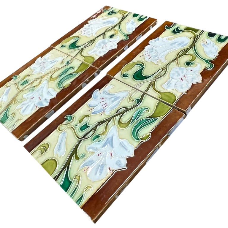 Antique Ceramic Tiles by Societe Morialme, Europe, Belgium, 1920s For ...