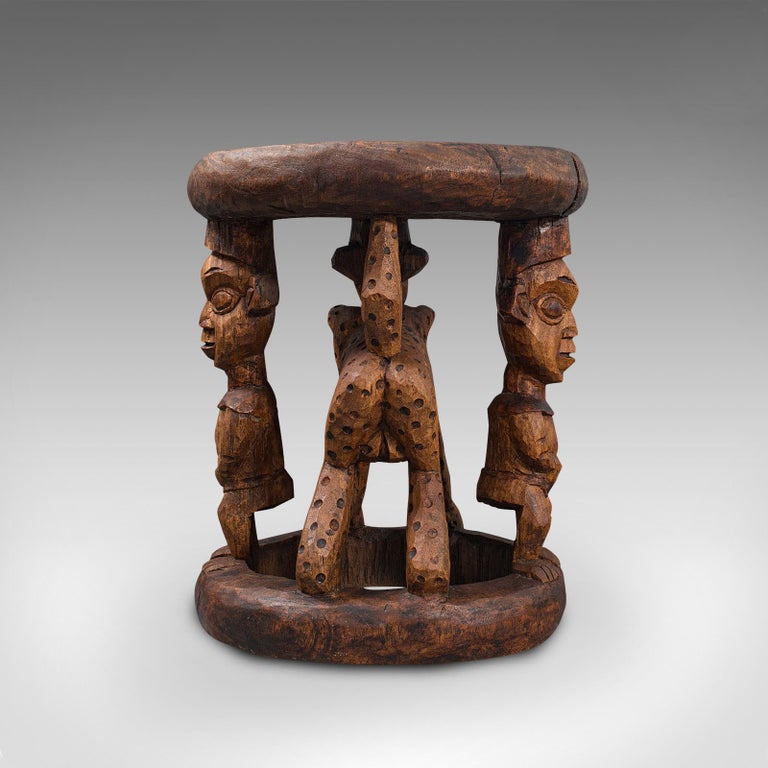 Antique Ceremonial Yoruba Stool, West African, Hardwood, Side, Lamp ...