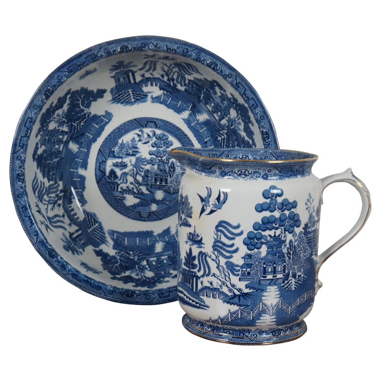 Antique Cetem Ware Blue Willow Wash Bowl and Pitcher C.T. Maling and ...