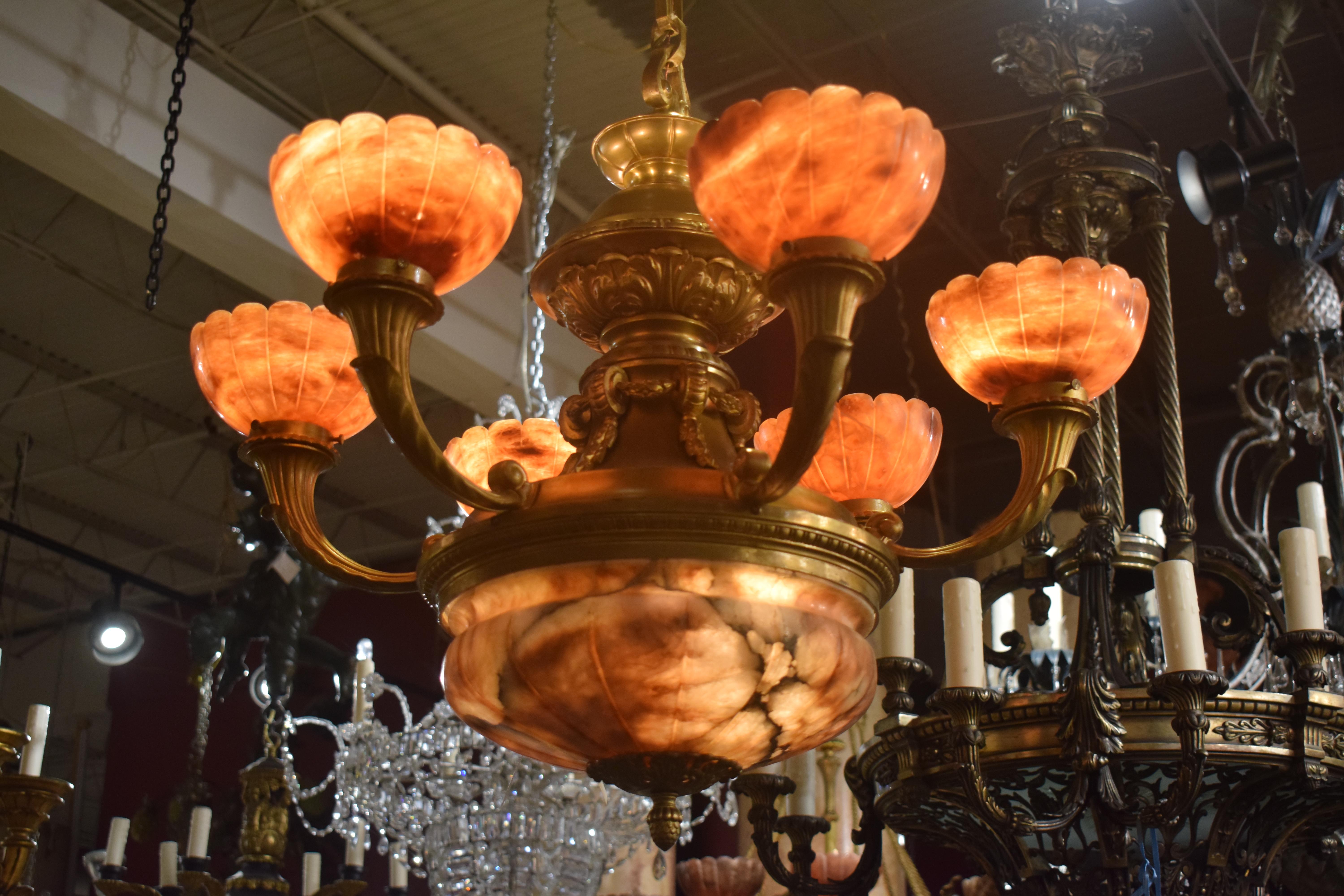 Antique Chandelier, Alabaster For Sale at 1stDibs | antique alabaster ...