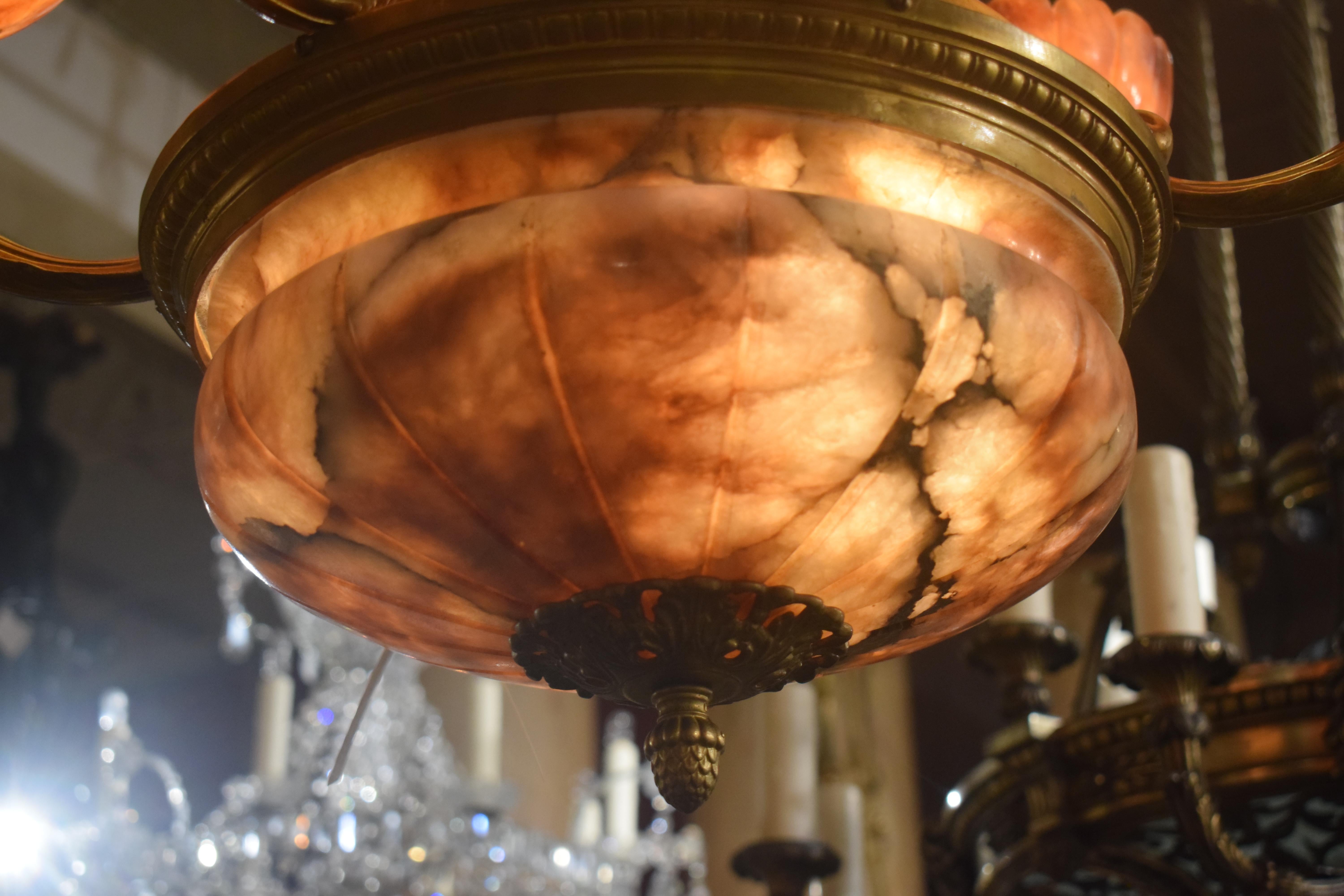 Antique Chandelier, Alabaster For Sale at 1stDibs | antique alabaster ...