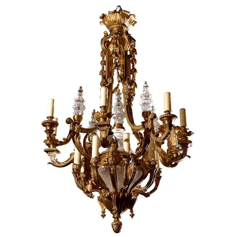 Antique Bronze and Crystal Chandelier at 1stDibs