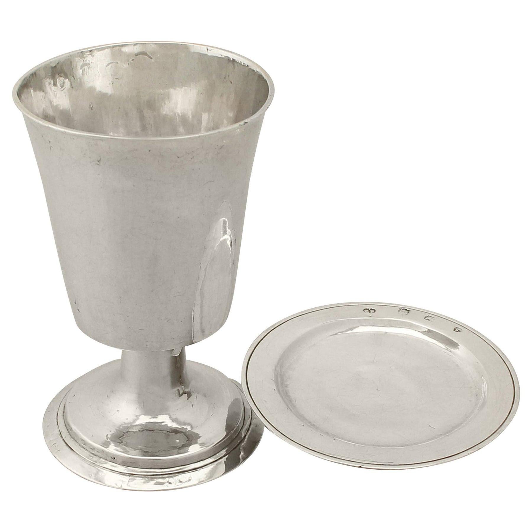 1500s Elizabethan Sterling Silver Communion Chalice and Paten For Sale ...