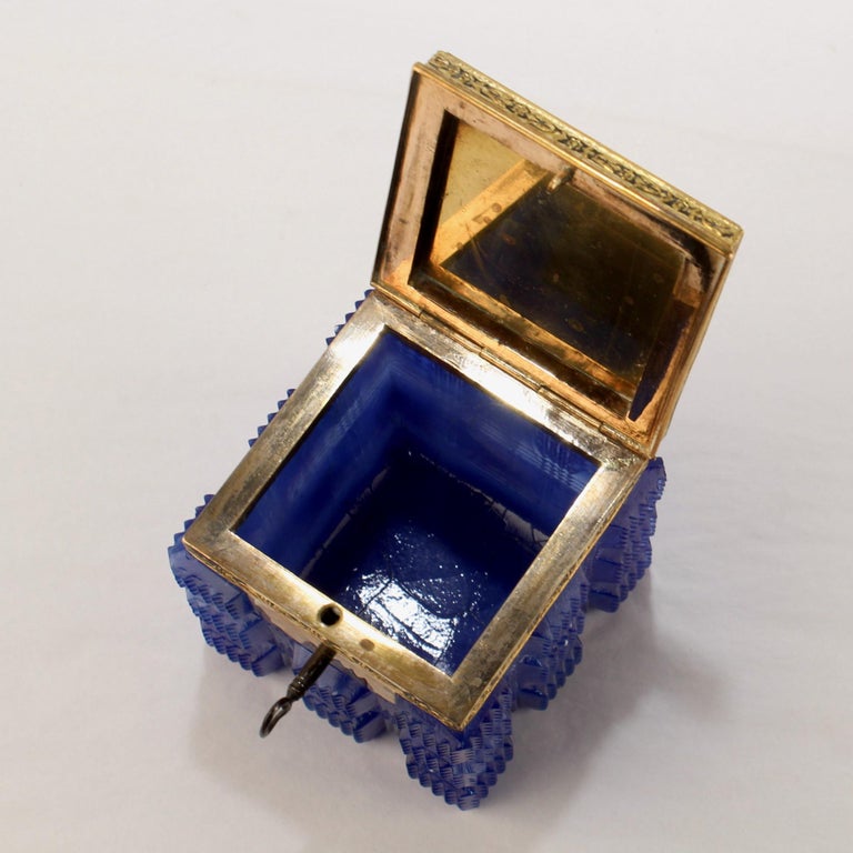 Antique Charles X French Blue Agate Pressed and Cut Glass Table Casket ...