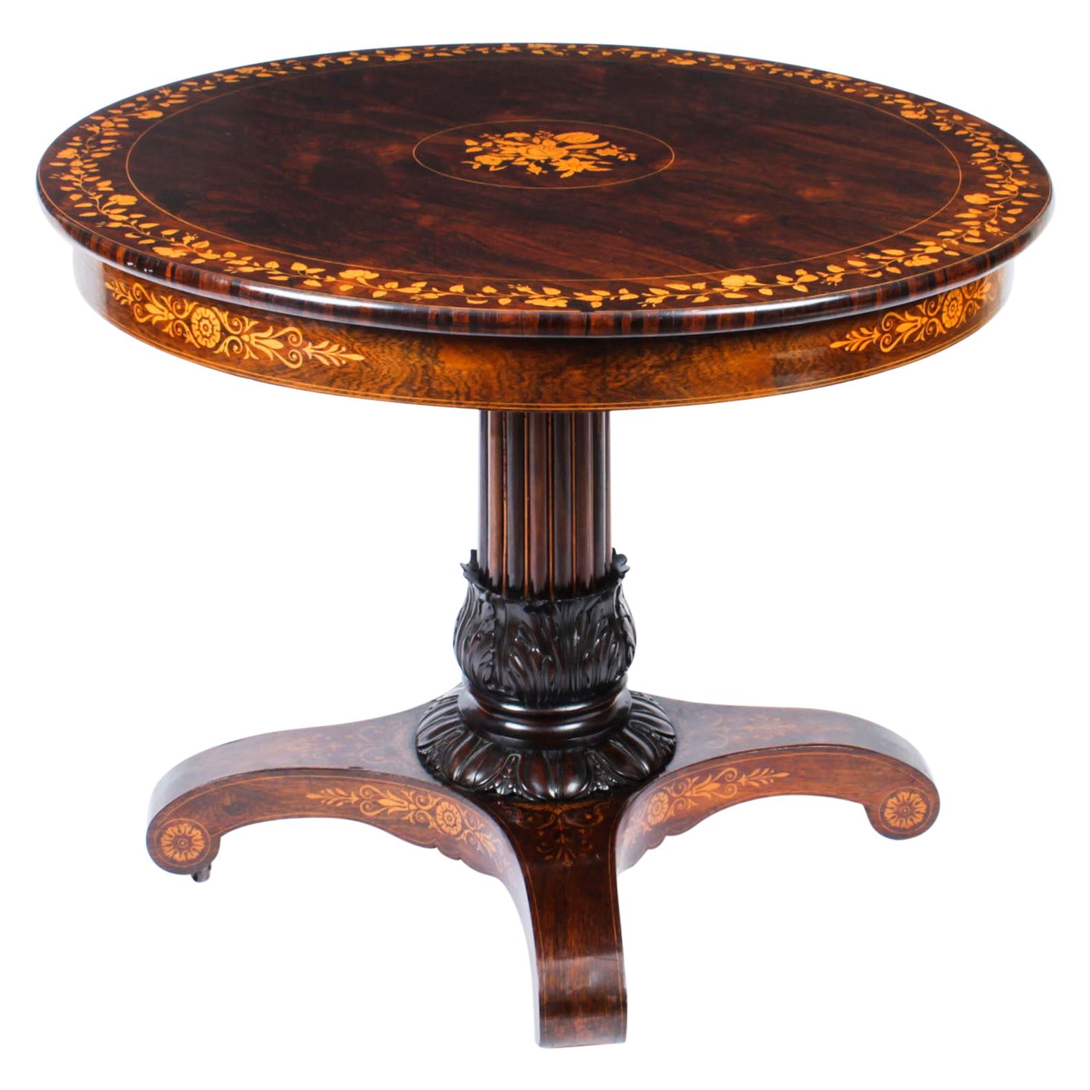 Antique Charles X Tigerwood and Marquetry Centre Table, 19th Century at ...