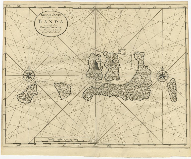 Antique Chart of the Banda Islands or The Spice Islands, Indonesia ...