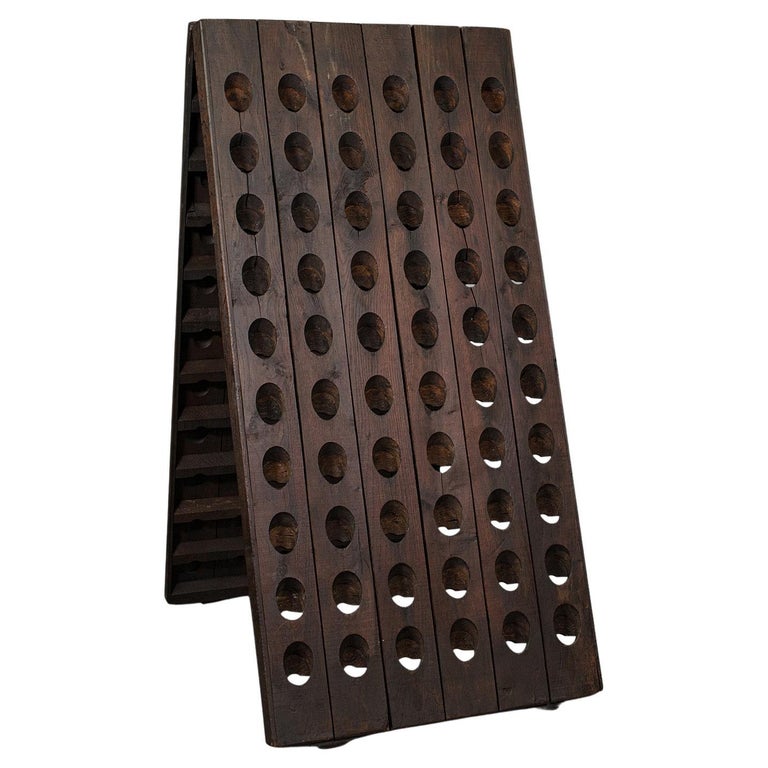 Antique Chateau Champagne Riddler, French, Oak, 120 Bottle, Wine Rack ...