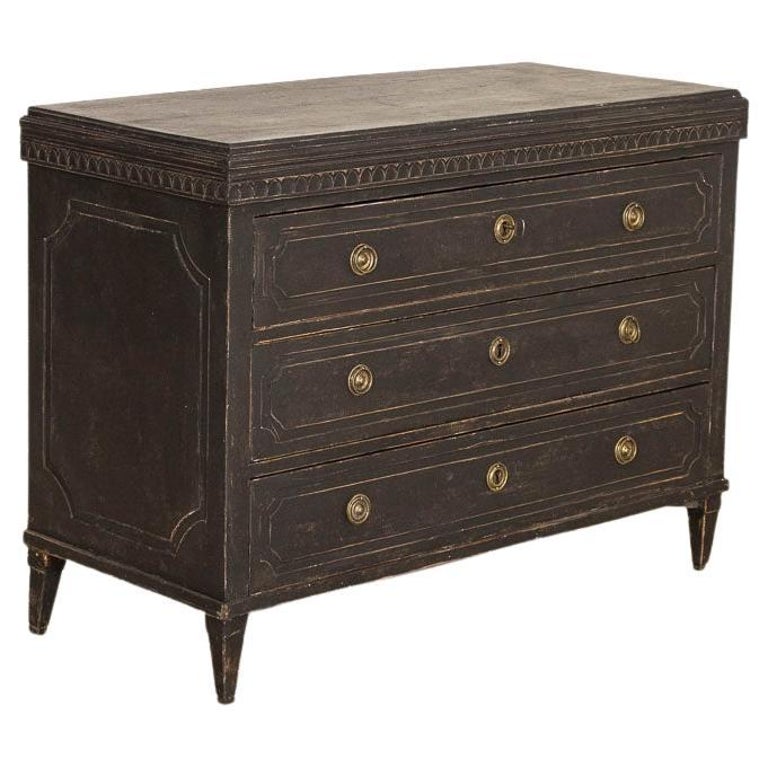 Antique Chest of 3 Drawers Painted Black at 1stDibs