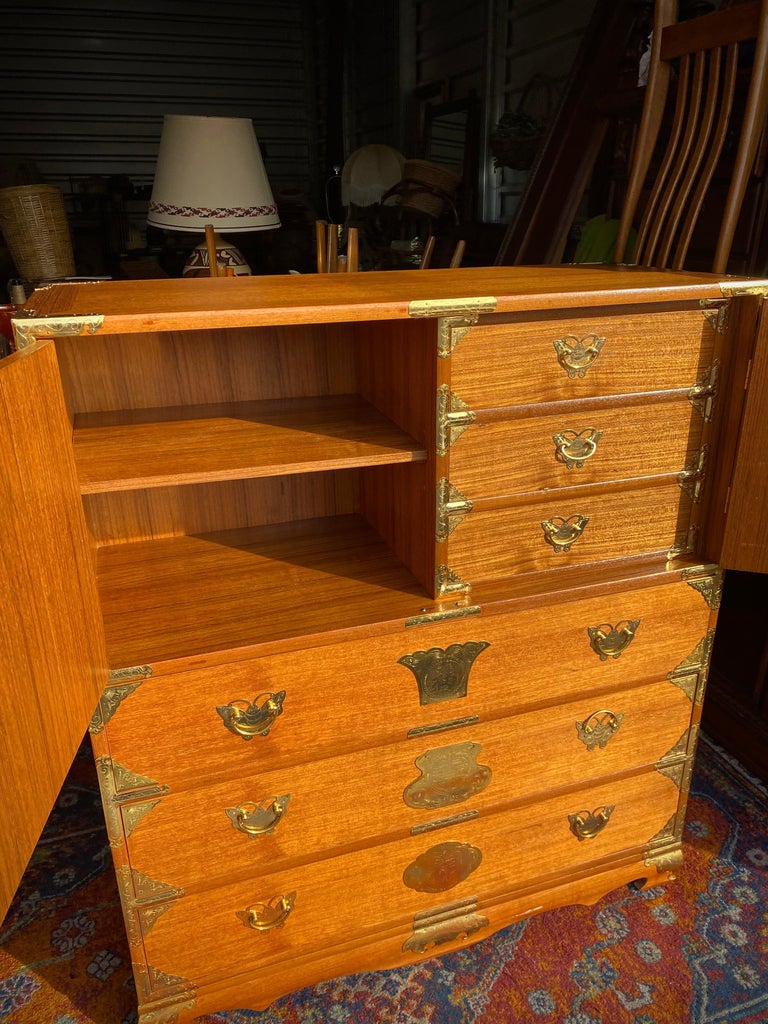 Antique Chest of Drawers Korean Tansu Butterfly Storage Dresser Asian ...