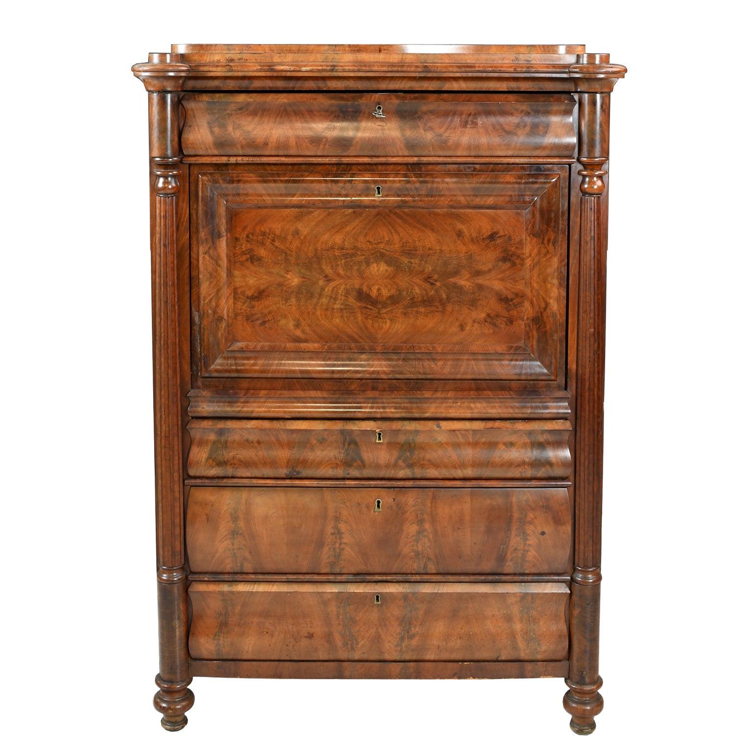 Swedish Fall-Front Secretary in West Indies Mahogany, circa 1850 For ...
