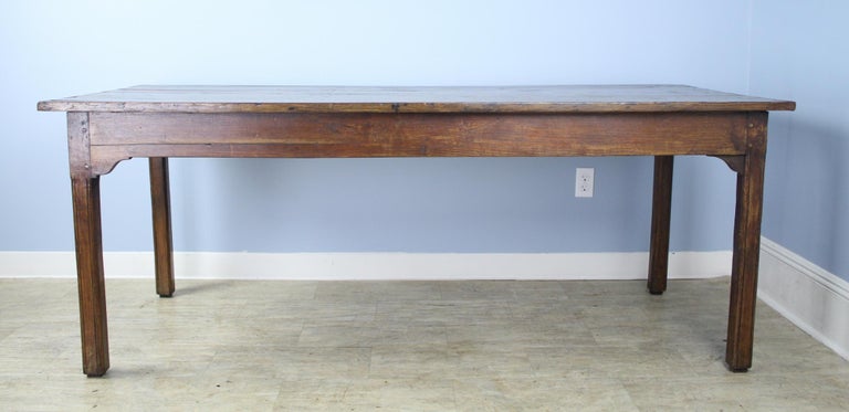 Antique Chestnut Farm Table with Decorative Edge at 1stDibs