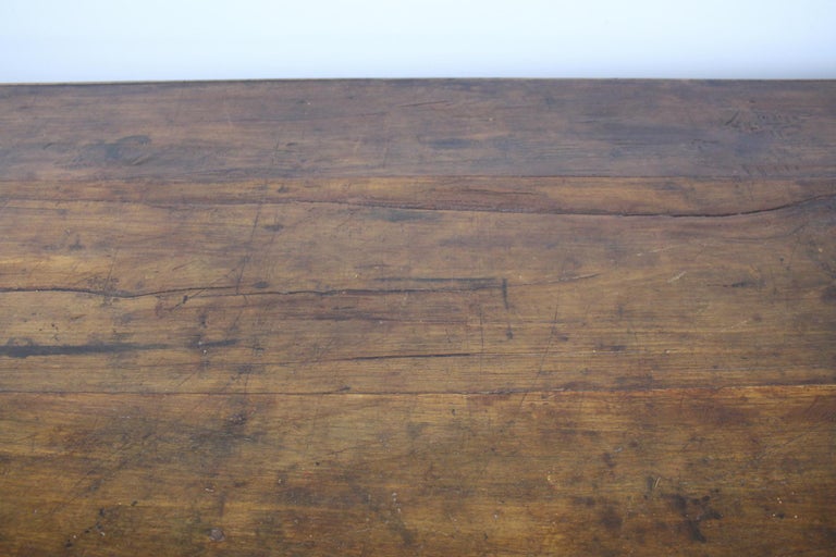 Antique Chestnut Farm Table with Decorative Edge at 1stDibs