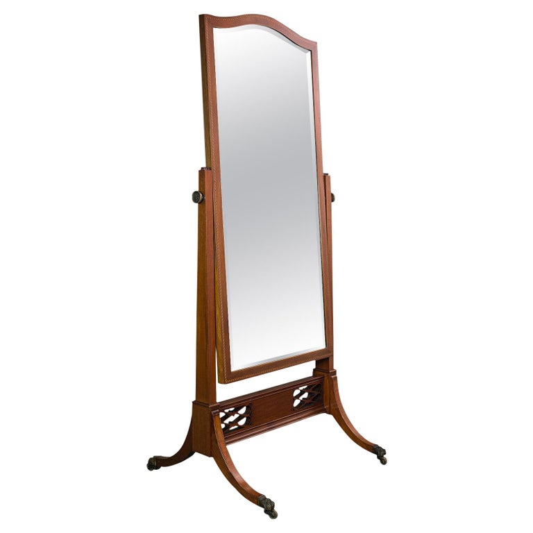Antique Cheval Mirror, English, Walnut, Glass, Bedroom, Boxwood ...
