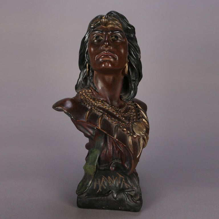 Antique Chief Hawata Figural Chalkware American Indian Portrait ...