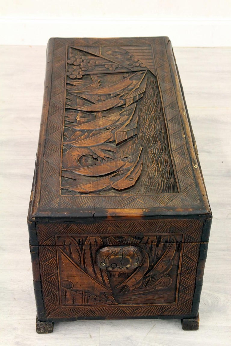 Antique China Chest Sandalwood Hand Carved Coffee Table For Sale at 1stDibs