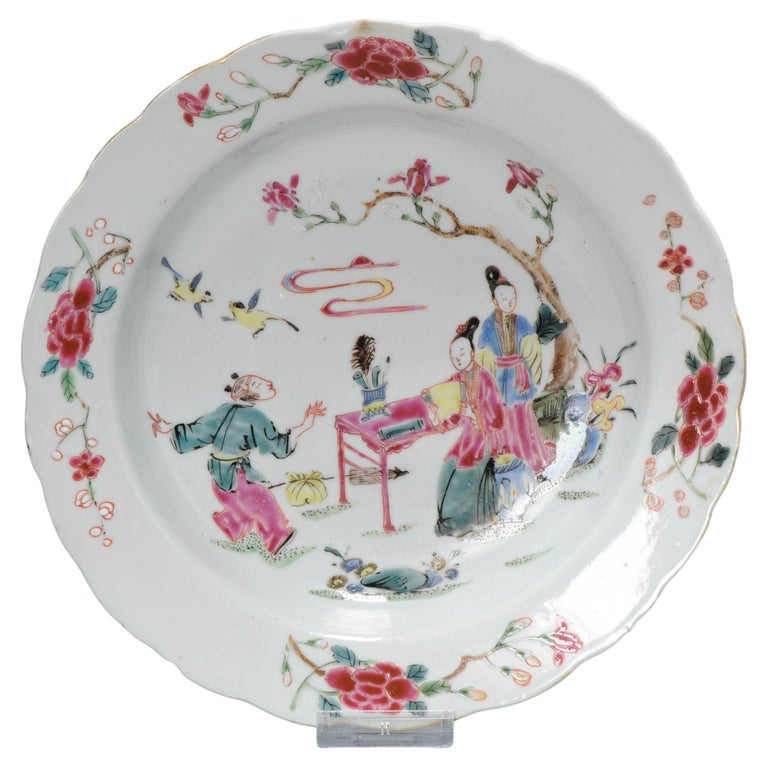 Antique Chinese 18C Famille Rose Figural Lady Plate Yongzheng/Early ...