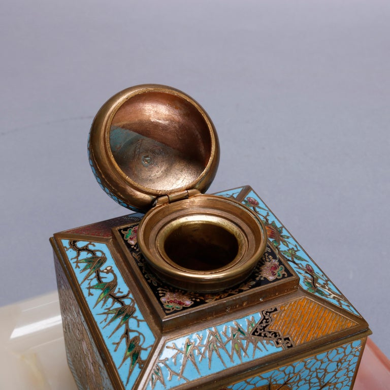 Antique Chinese Aesthetic Movement Cloisonne and Onyx Ink Well, circa ...