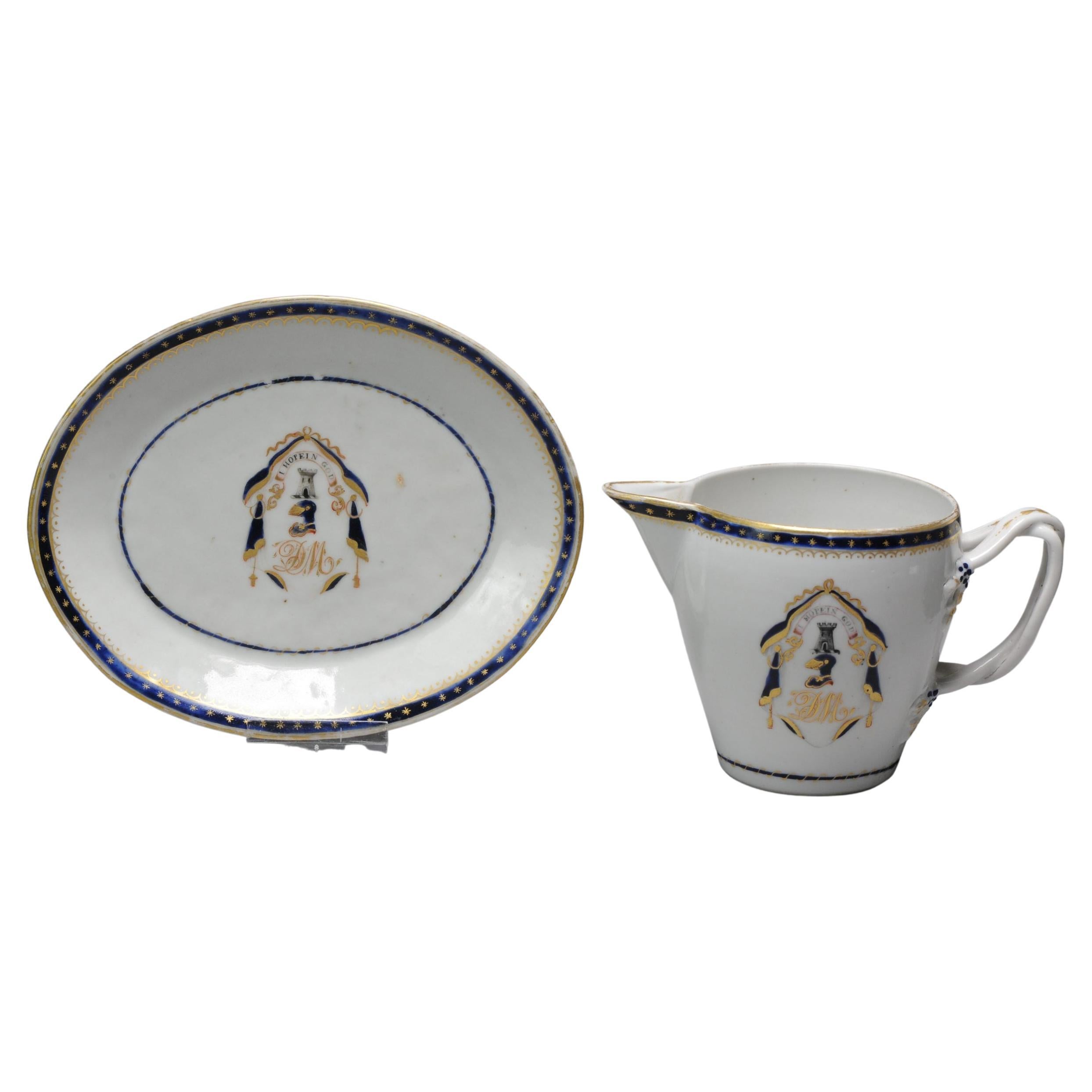 Pair of Chinese porcelain Flemish-armorial plates, 18th century at 1stDibs