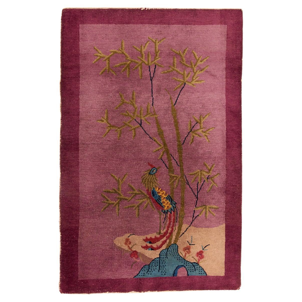 Antique Chinese Art Deco pictorial rug with bats and birds For Sale at ...