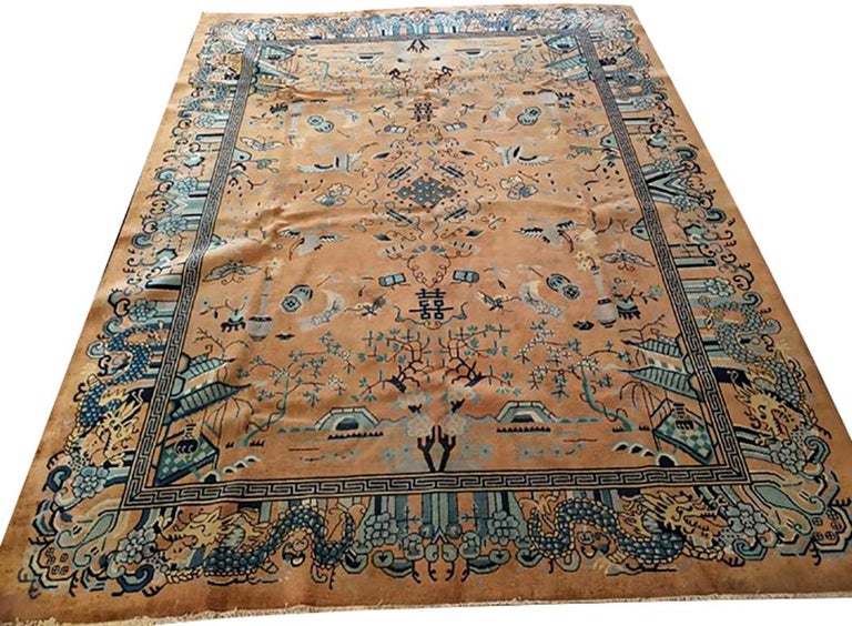 Antique Chinese Art Deco Rug 10' 0" x 13' 2" For Sale at 1stDibs