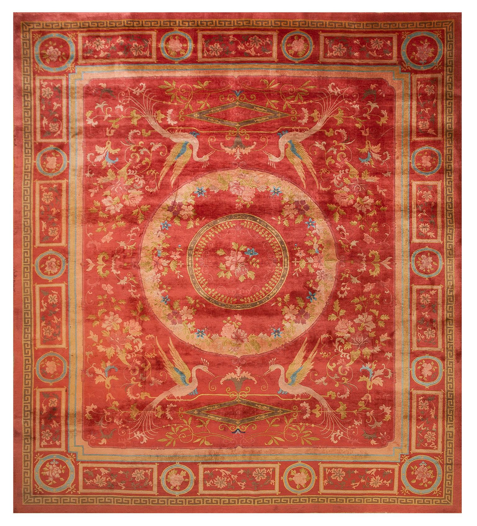 Antique Chinese Art Deco Rug 8' 10" x 11' 8" For Sale at 1stDibs