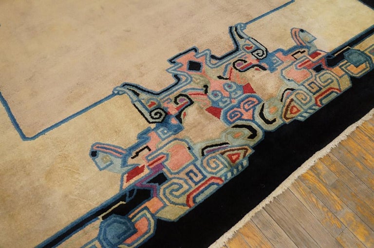 Antique Chinese Art Deco Rug 8' 10" x 11' 6" For Sale at 1stDibs
