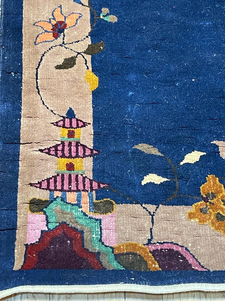 Antique Chinese Art Deco Rug, circa 1920 For Sale at 1stDibs