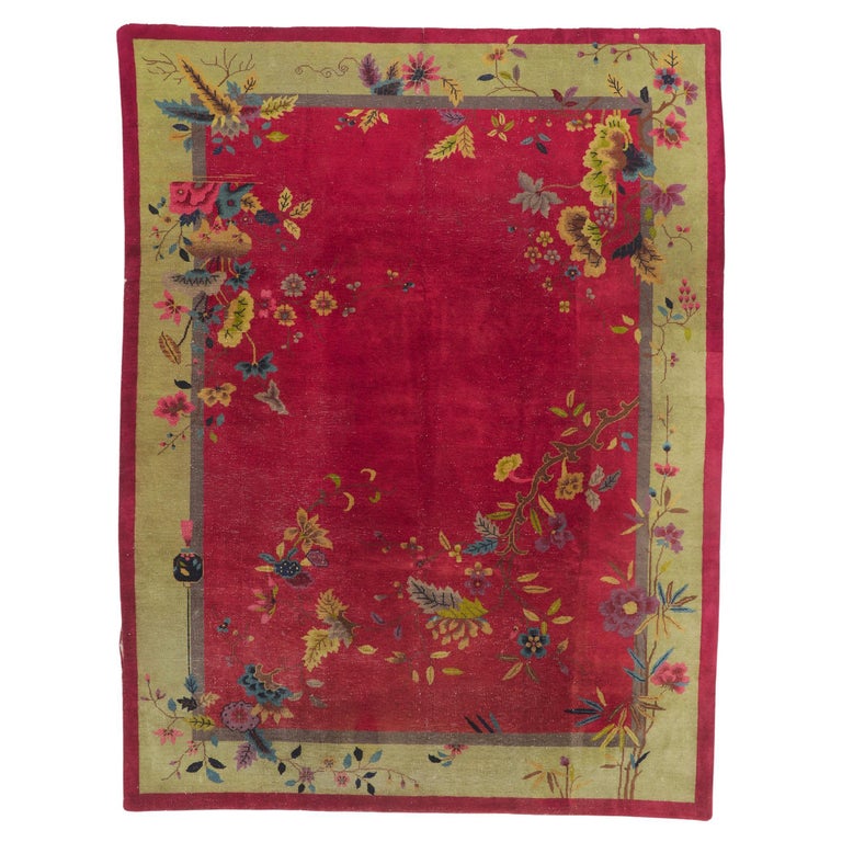 Antique Chinese Art Deco Rug For Sale at 1stDibs