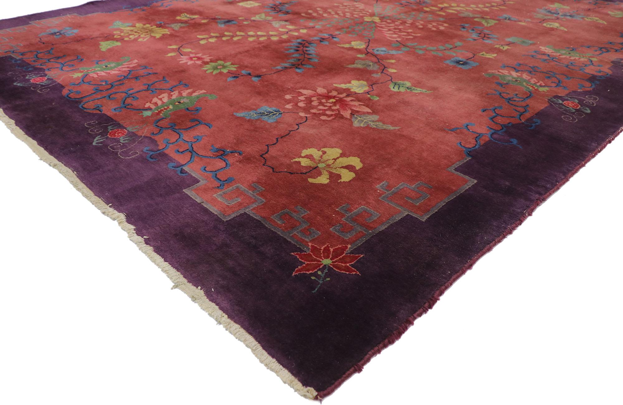 Antique Chinese Art Deco Rug with Eclectic Jazz Age Style at 1stDibs