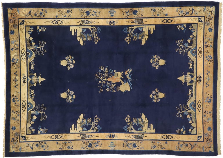 Antique Chinese Peking Rug with Landscape Scenes and Chinoiserie Style ...